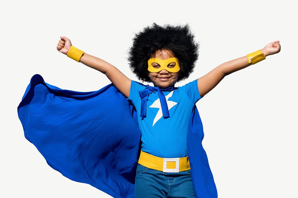 Blue superhero girl collage element | Premium PSD - rawpixel