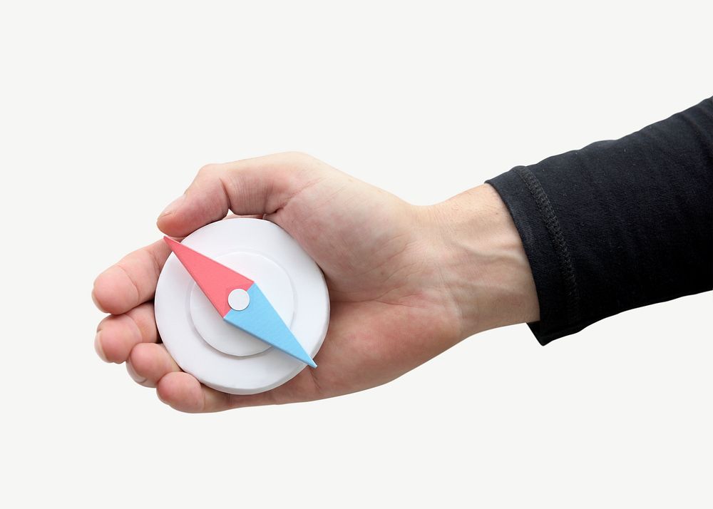 Hand holding compass collage element | Premium PSD - rawpixel