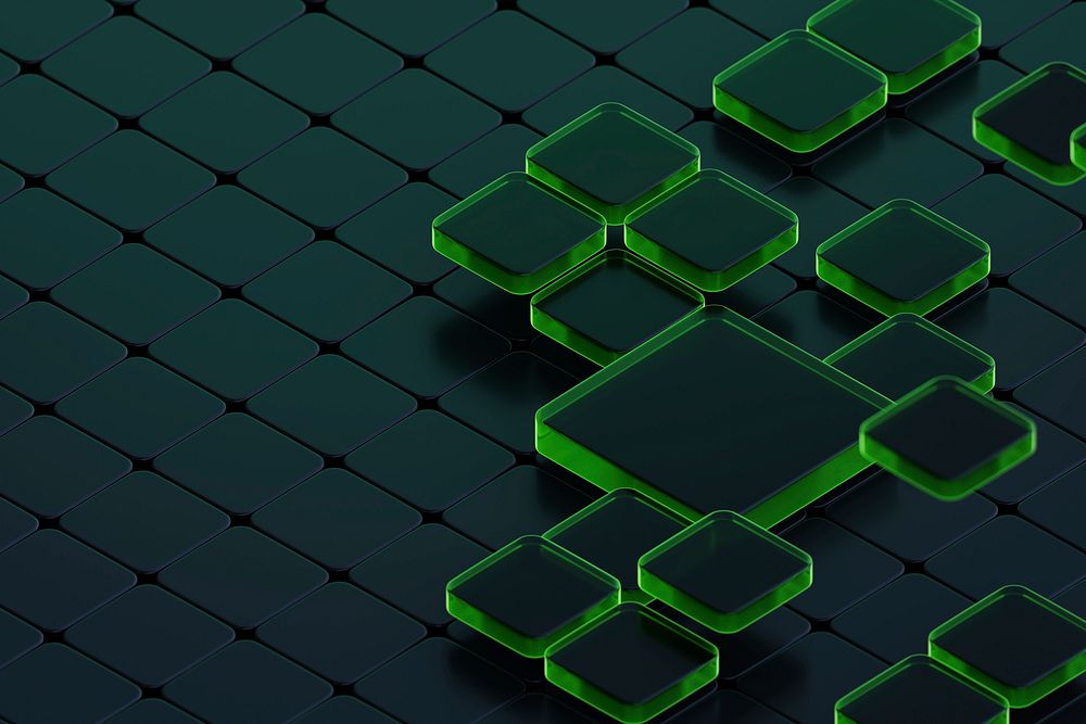 Green square pattern background, digital | Premium PSD - rawpixel