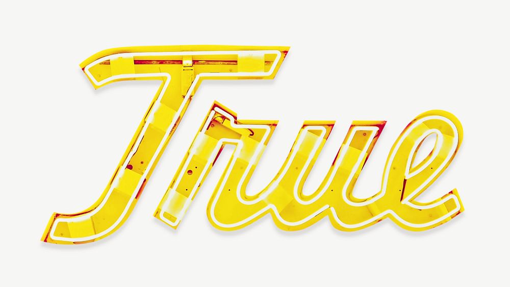 True word, yellow neon typography | Premium PSD - rawpixel