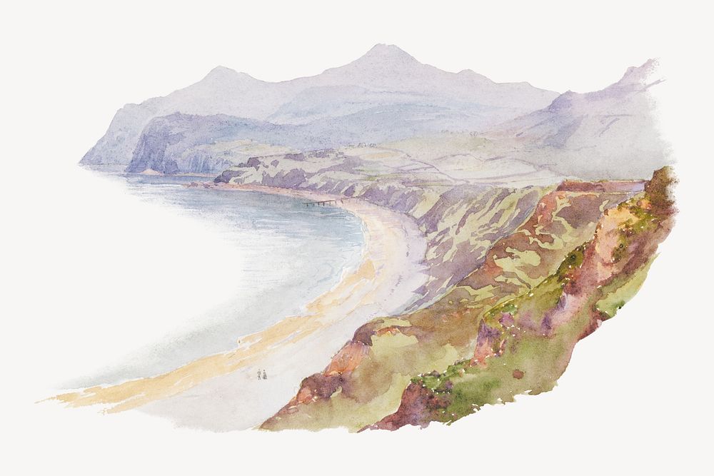 Welsh coast watercolor illustration element. | Premium Photo ...