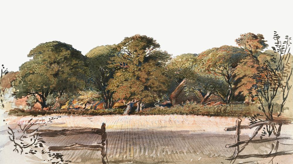 Countryside field watercolor border psd. | Premium PSD - rawpixel