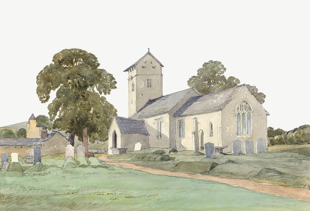 Old church watercolor border psd | Premium PSD - rawpixel