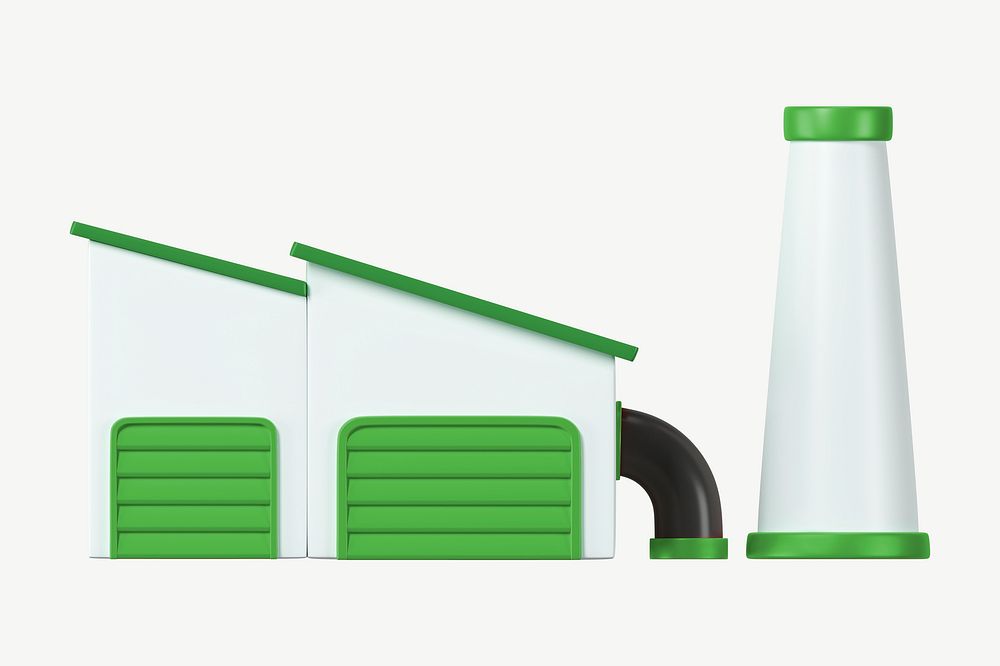 3D green factory building, collage | Premium PSD - rawpixel