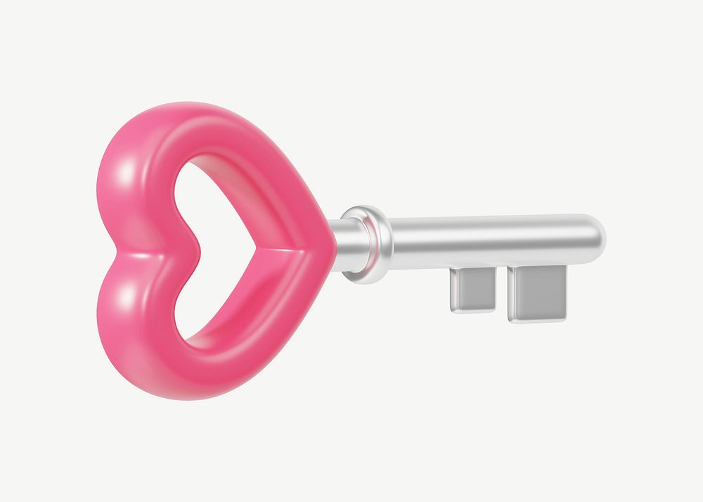 Pink heart key, 3D Valentine's | Premium PSD - rawpixel