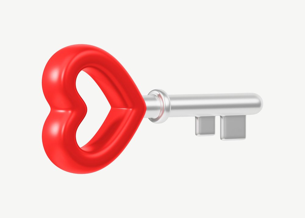 Red heart key, 3D Valentine's | Premium PSD - rawpixel