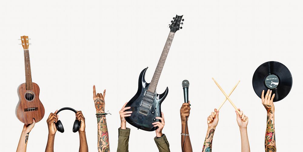 Hands holding music instruments isolated | Premium Photo - rawpixel