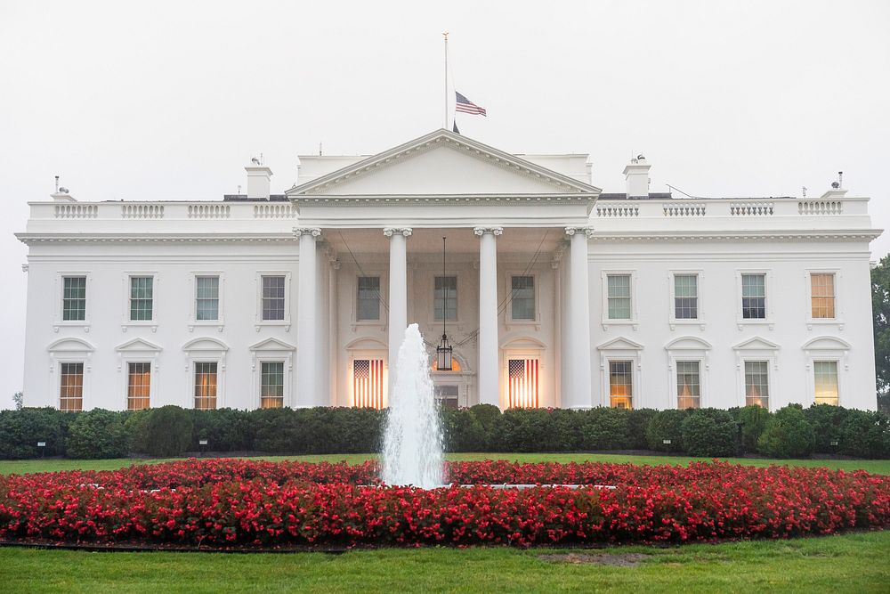 Flags are draped North Portico | Free Photo - rawpixel