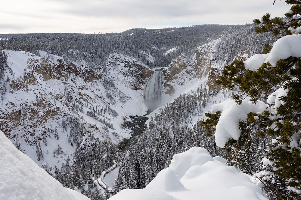 View Lower Falls snow Lookout | Free Photo - rawpixel