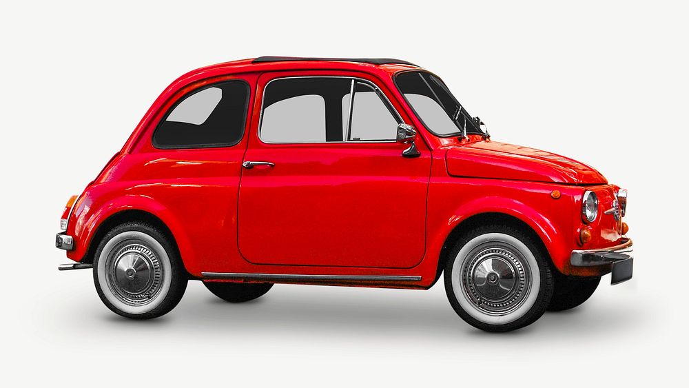 Retro red car collage element | Free PSD - rawpixel