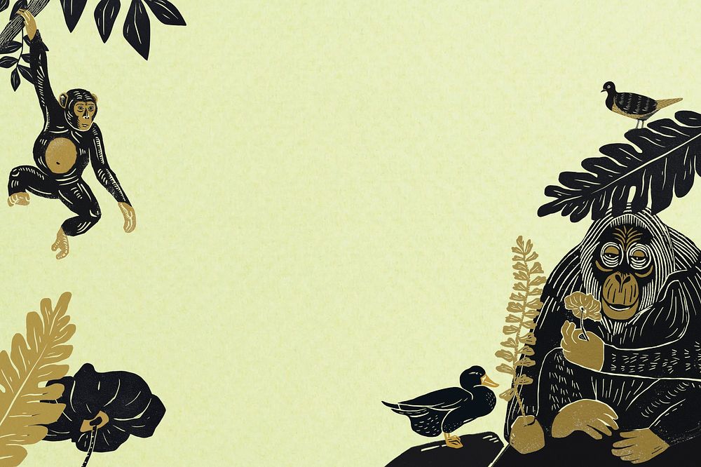 Monkey border background, wildlife illustration | Premium Photo - rawpixel