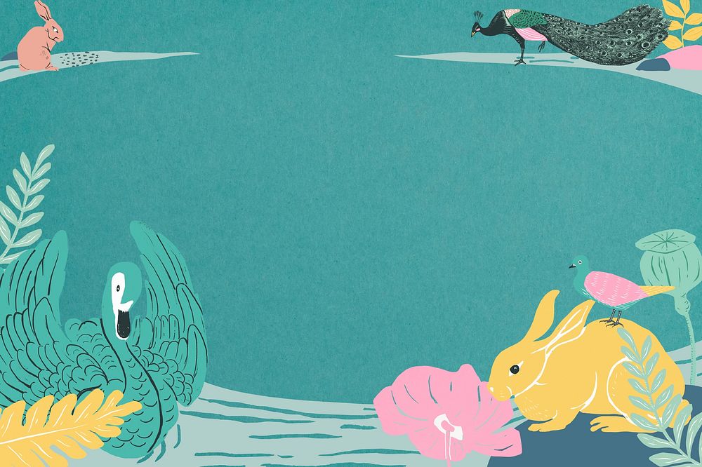 Swan & rabbit green background | Premium Photo - rawpixel