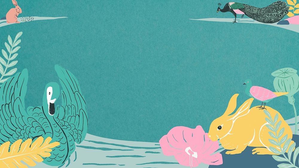 Swan & rabbit green desktop | Premium Photo - rawpixel