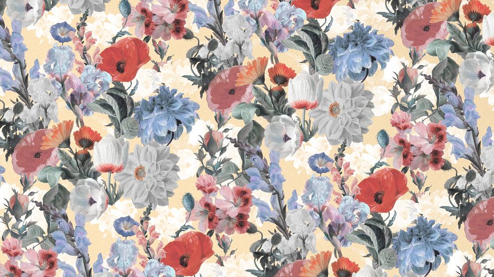 Vintage floral computer wallpaper, flower | Premium Photo Illustration ...