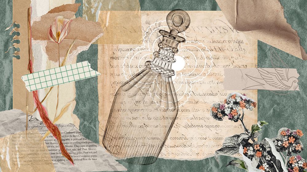 Vintage floral scrapbook desktop wallpaper, | Premium Photo - rawpixel