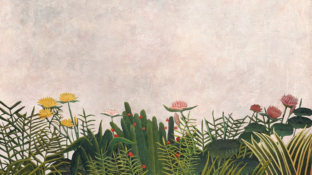 Henri Rousseau's flower desktop wallpaper, | Premium Photo Illustration ...
