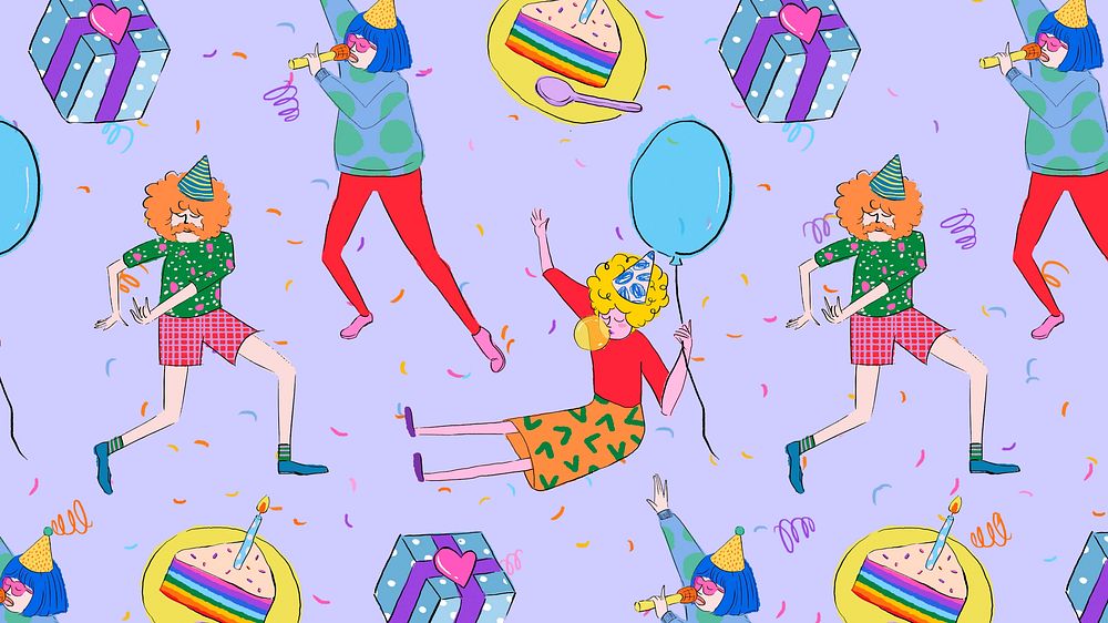 Birthday party, purple computer wallpaper | Premium Photo Illustration ...