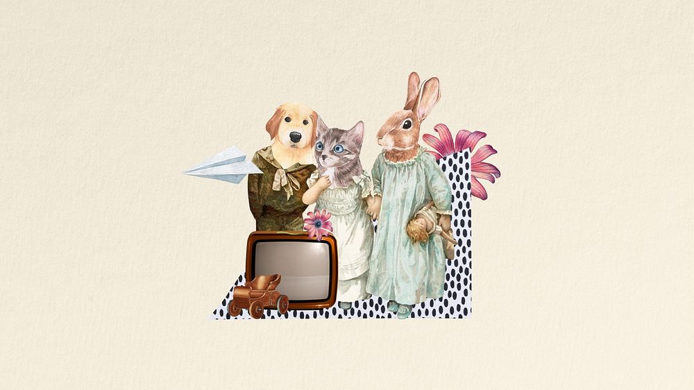 Anthropomorphic animals collage art , | Premium Photo - rawpixel