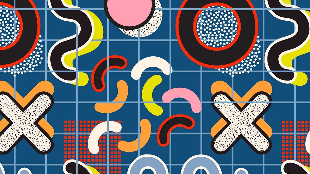 Blue memphis pattern desktop wallpaper, | Premium Photo - rawpixel