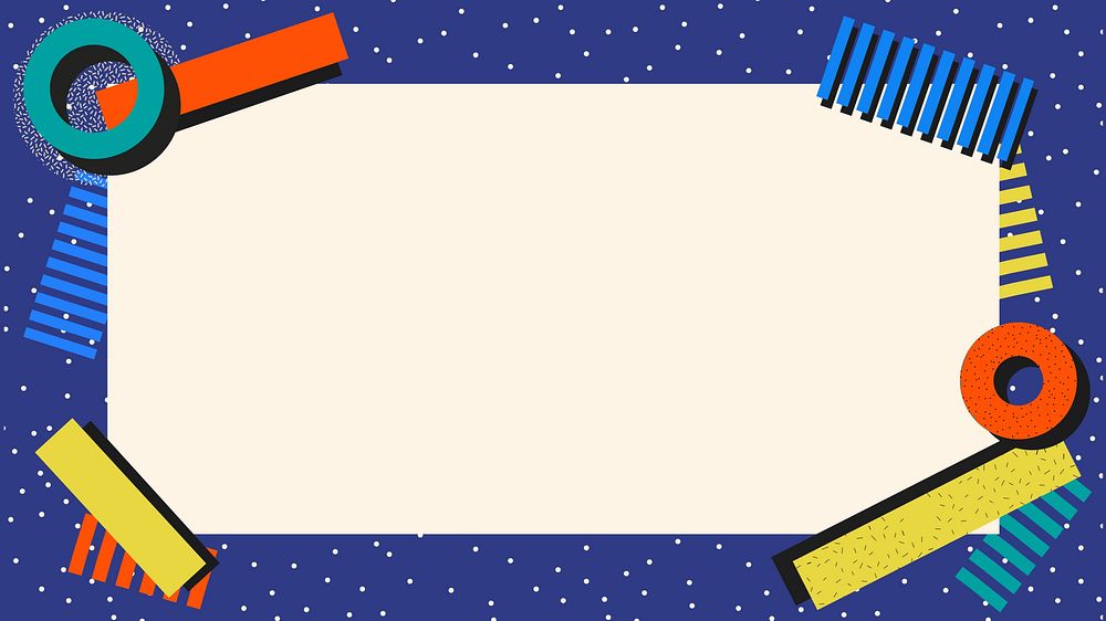 Blue memphis frame computer wallpaper, | Premium Photo - rawpixel