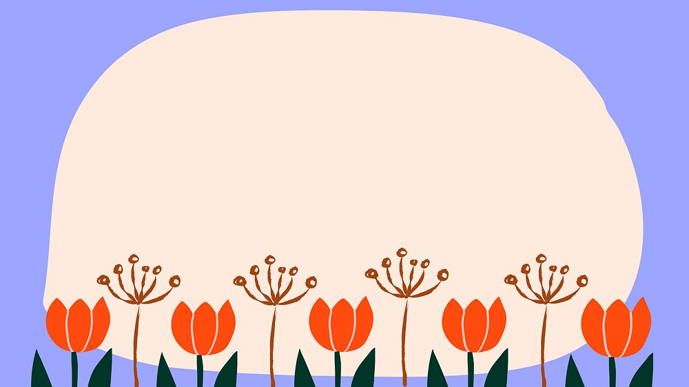 Tulip flower frame computer wallpaper, | Free Photo - rawpixel