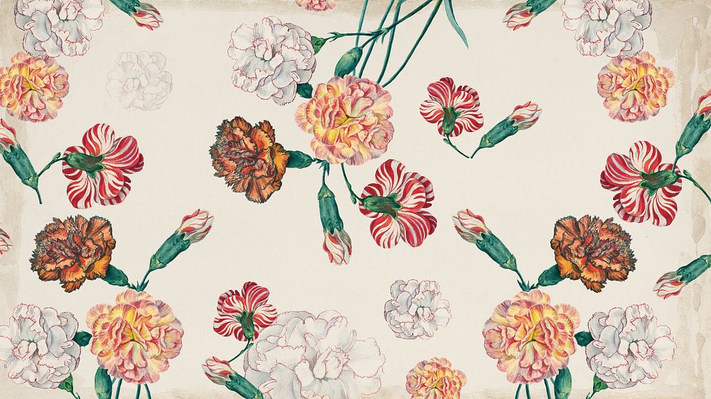 Vintage colorful carnations desktop wallpaper. | Premium Photo - rawpixel