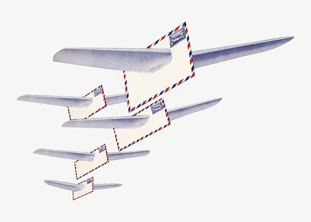 Vintage flying envelope illustration psd. | Premium PSD - rawpixel