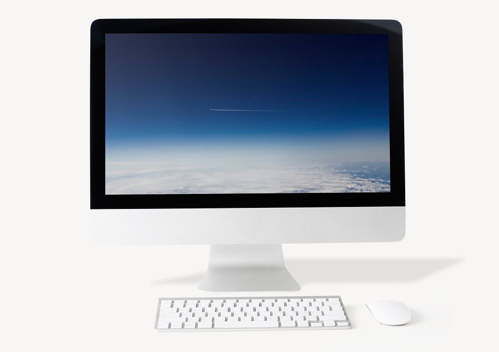 Computer with sky screen saver | Premium Photo - rawpixel