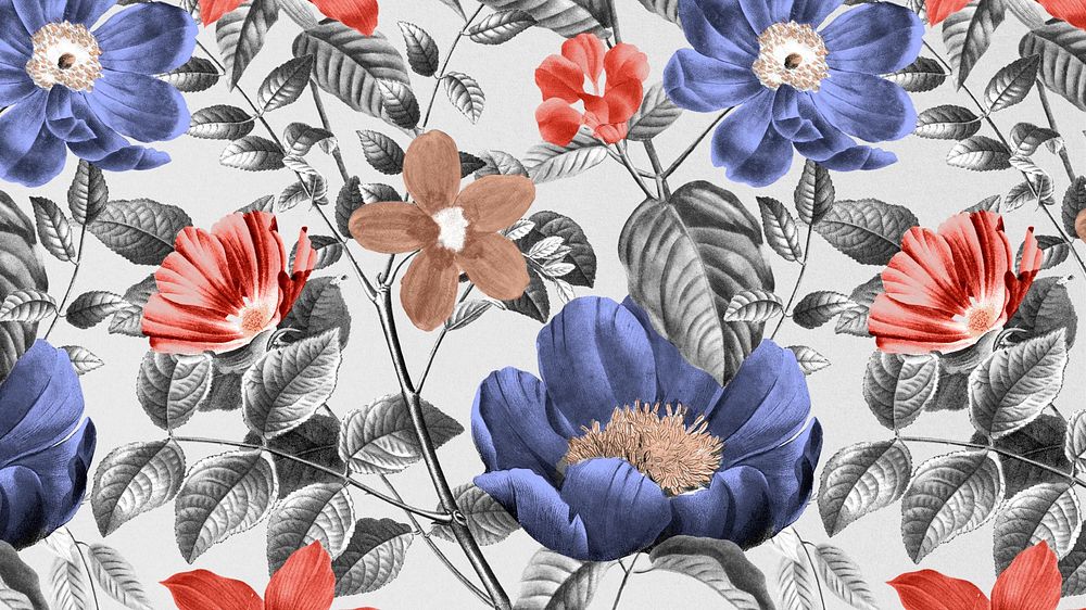 Floral pattern computer wallpaper, vintage | Premium Photo Illustration ...