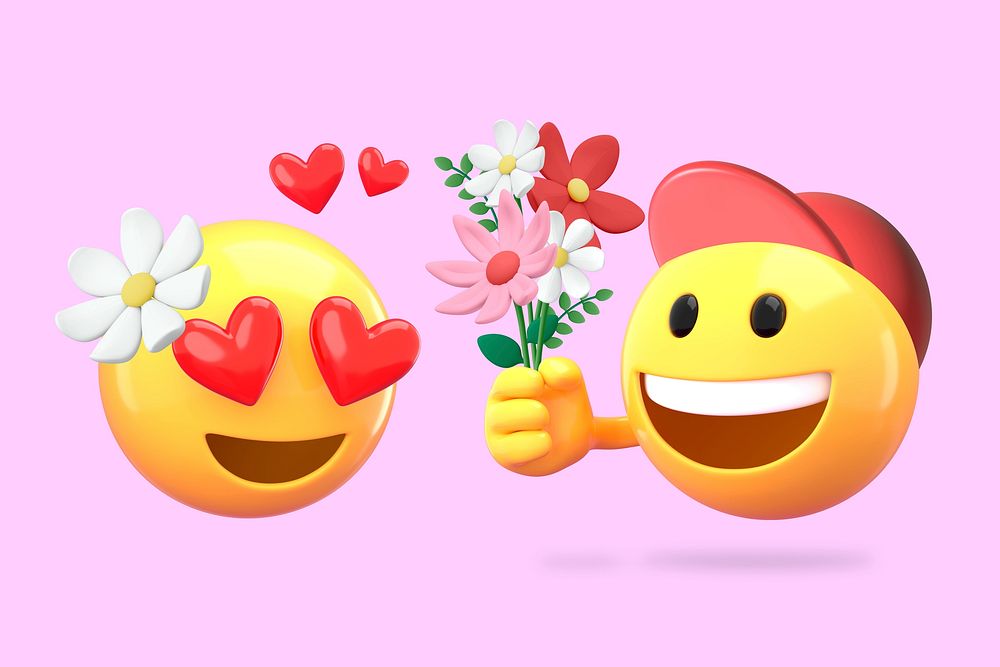 Dating 3D emoticon background, cute | Premium Photo - rawpixel