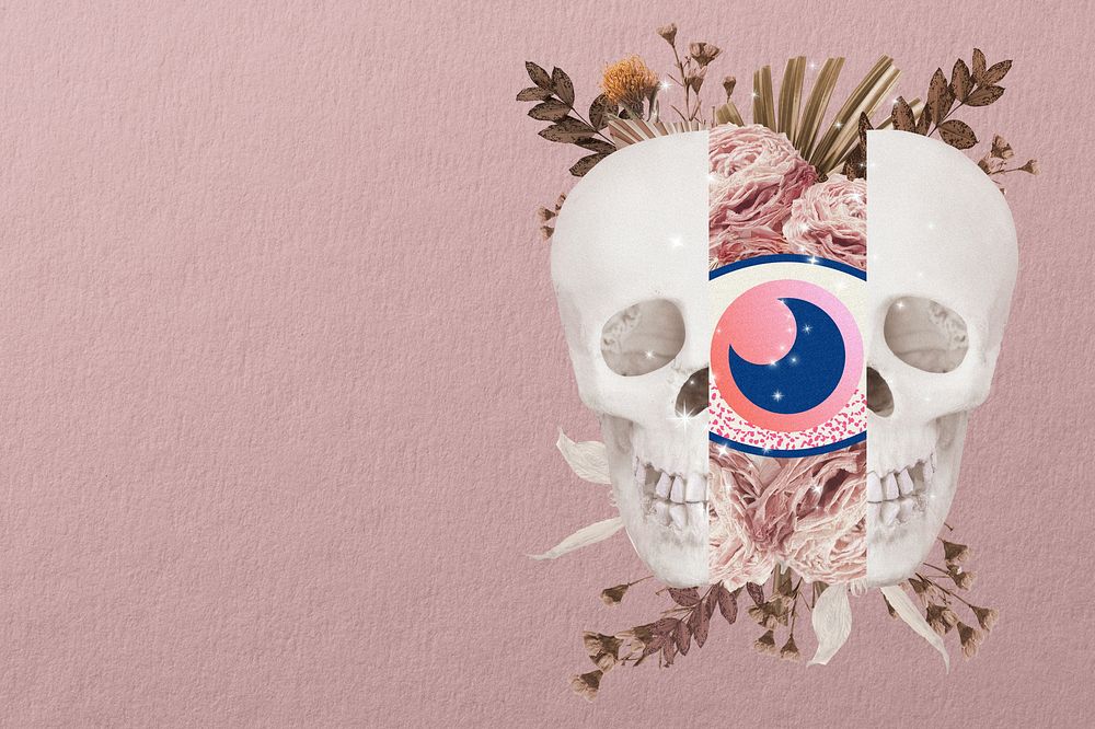 Pink surreal skull background, eye | Premium Photo Illustration - rawpixel