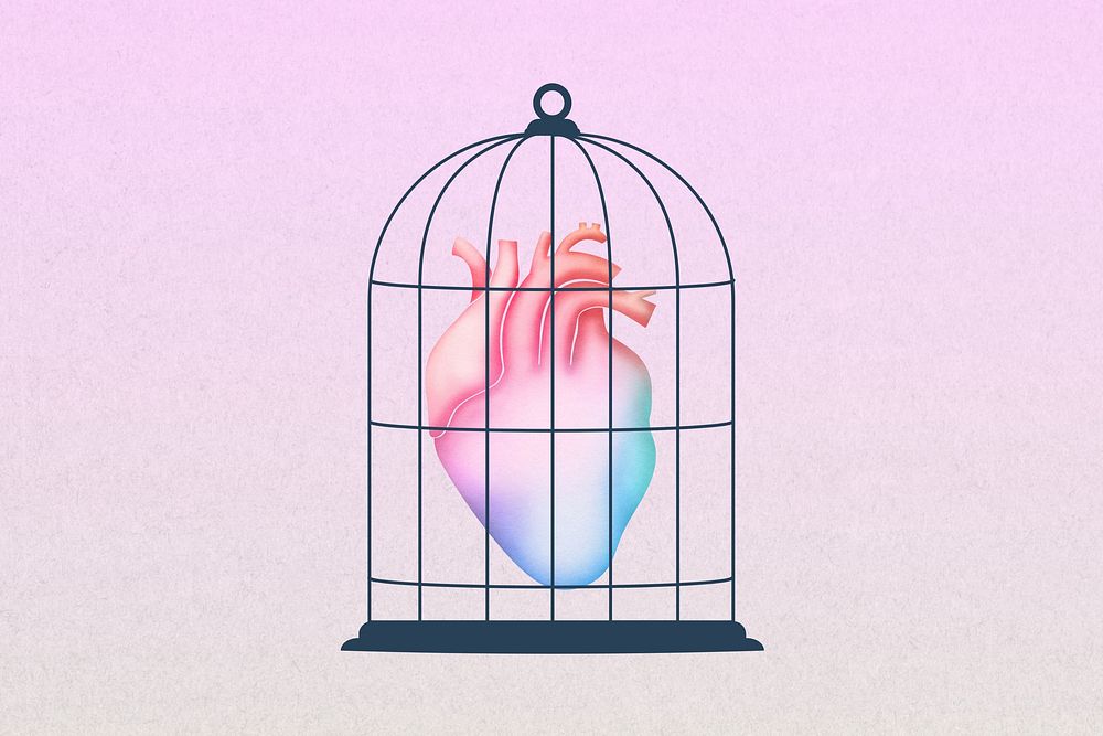 Caged human heart, surreal collage | Premium Photo - rawpixel