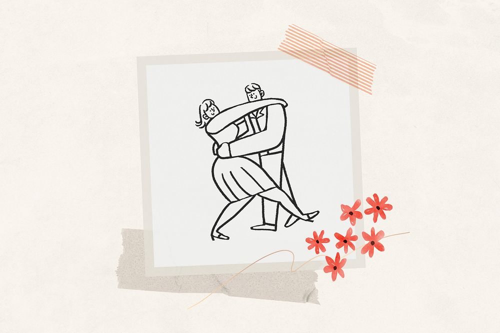Dancing couple doodle background, love | Premium Photo Illustration ...