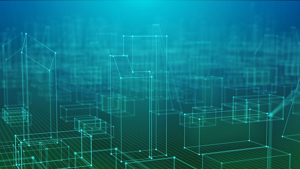 Green wireframe building desktop wallpaper, | Premium Photo - rawpixel