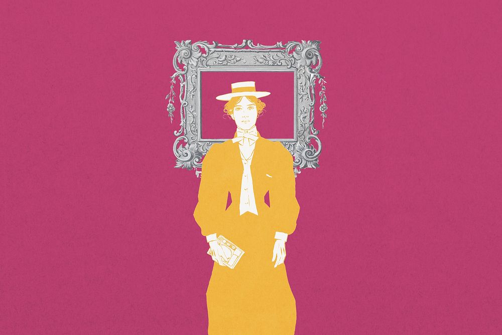 Victorian woman scholar background, pink | Premium Photo Illustration ...