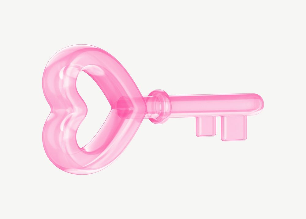 Pink heart key, 3D Valentine's | Premium PSD - rawpixel