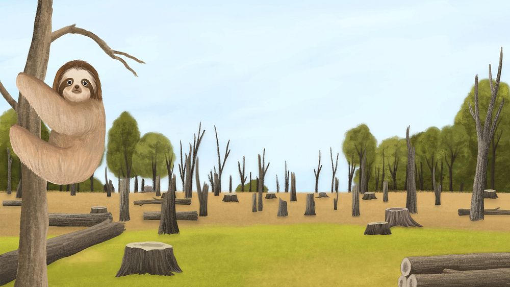 Deforestation sloth habitat desktop wallpaper | Premium Photo ...
