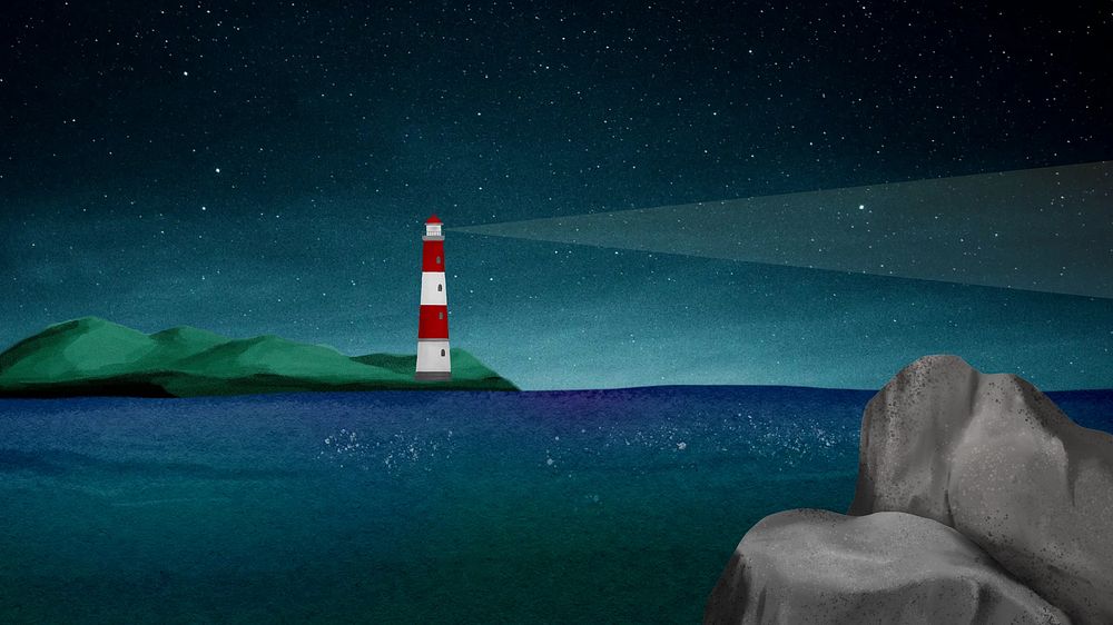 Lighthouse night desktop wallpaper background | Premium Photo ...