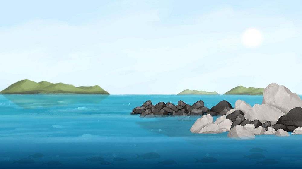 Beautiful coast scene desktop wallpaper | Premium Photo Illustration ...