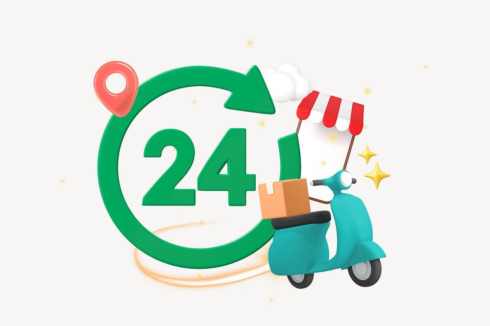 24 hours delivery, 3D collage | Premium Photo - rawpixel