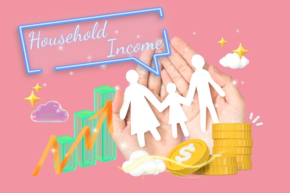 Household income word element, 3D | Premium Photo - rawpixel