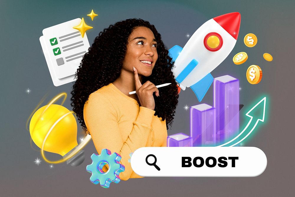 Boost word, 3d collage remix | Premium Photo - rawpixel