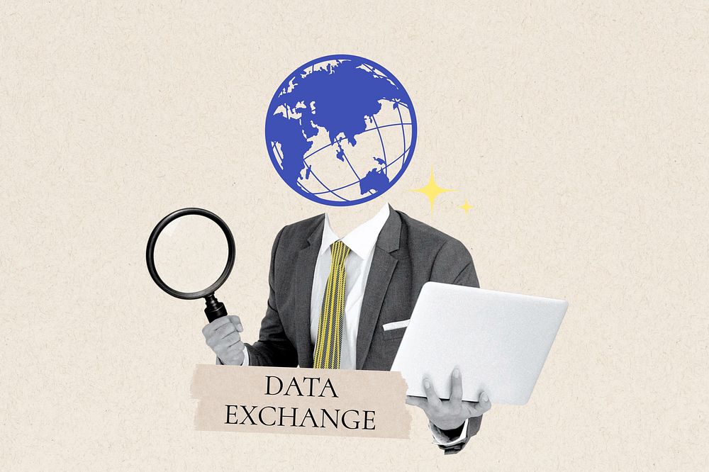Data exchange word, grid globe | Free Photo - rawpixel