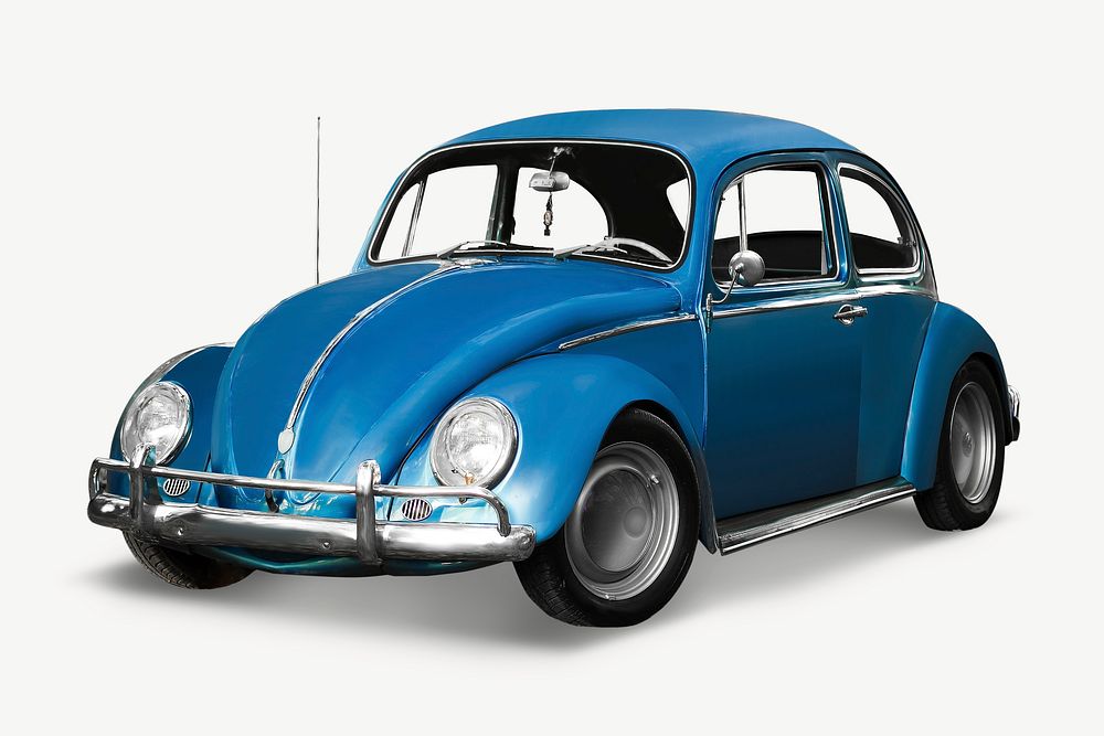Blue retro car collage element | Free PSD - rawpixel