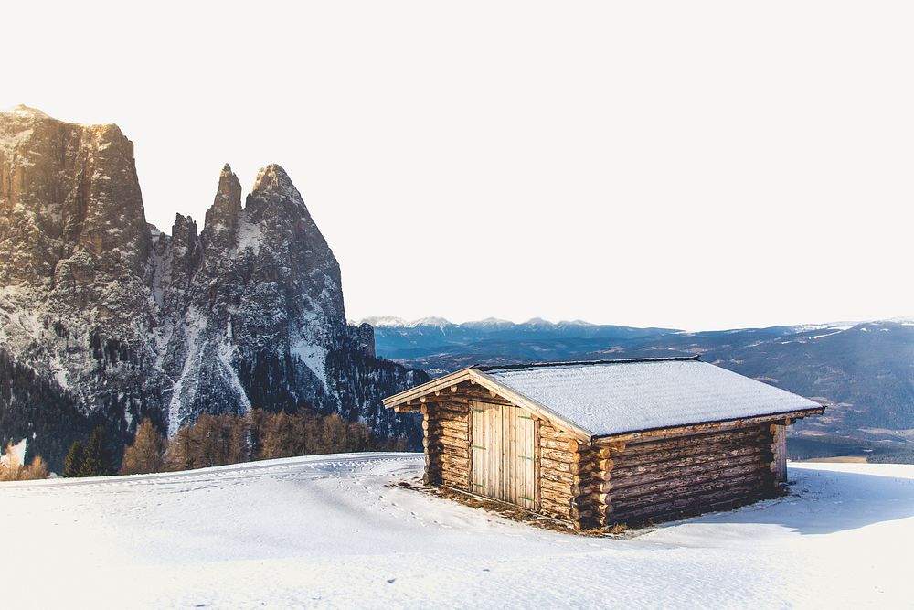 Wooden house covered in snow | Free PSD - rawpixel