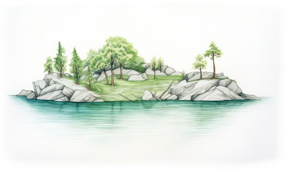 Natural pond lake outdoors drawing | Free Photo Illustration - rawpixel