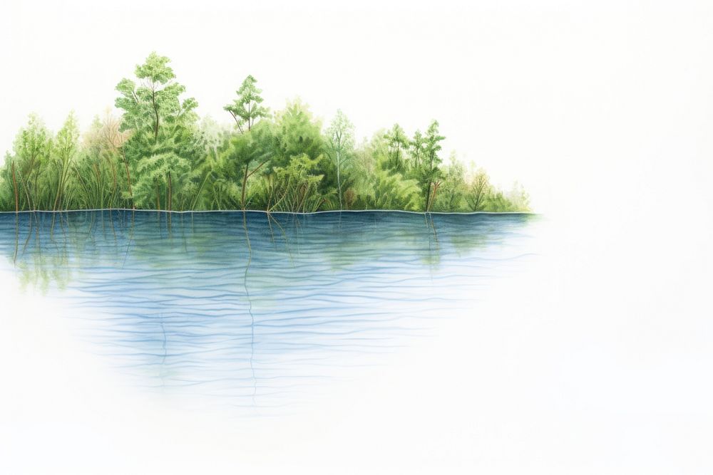 Natural pond lake outdoors drawing | Premium Photo Illustration - rawpixel