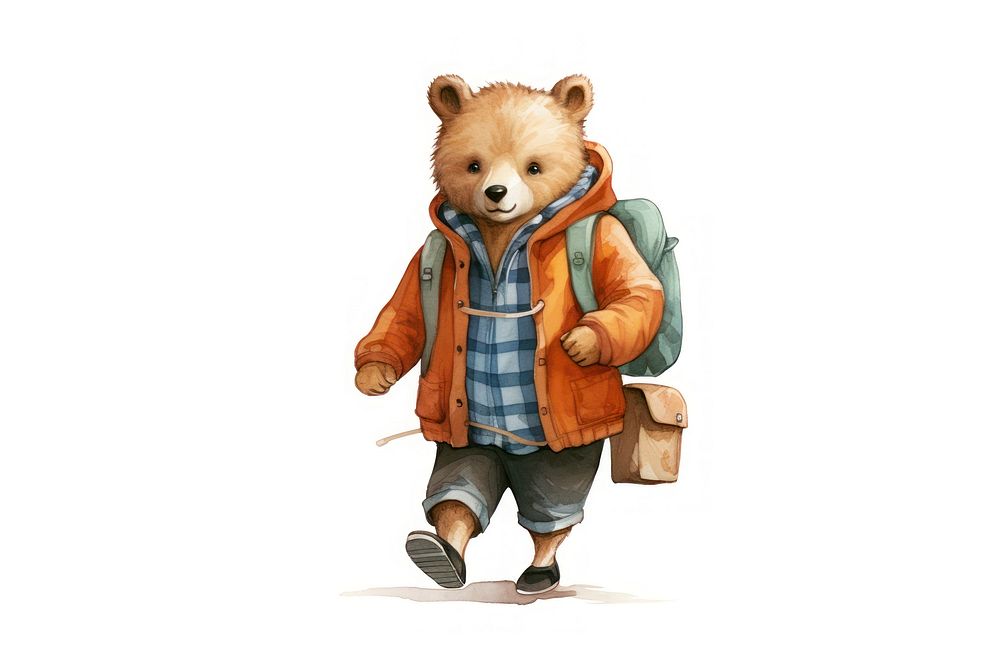 Bear waring shirt carrying backpack | Free Photo Illustration - rawpixel