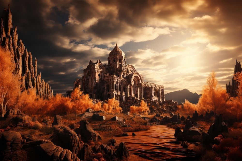 Medieval temple landscape outdoors nature. | Free Photo - rawpixel