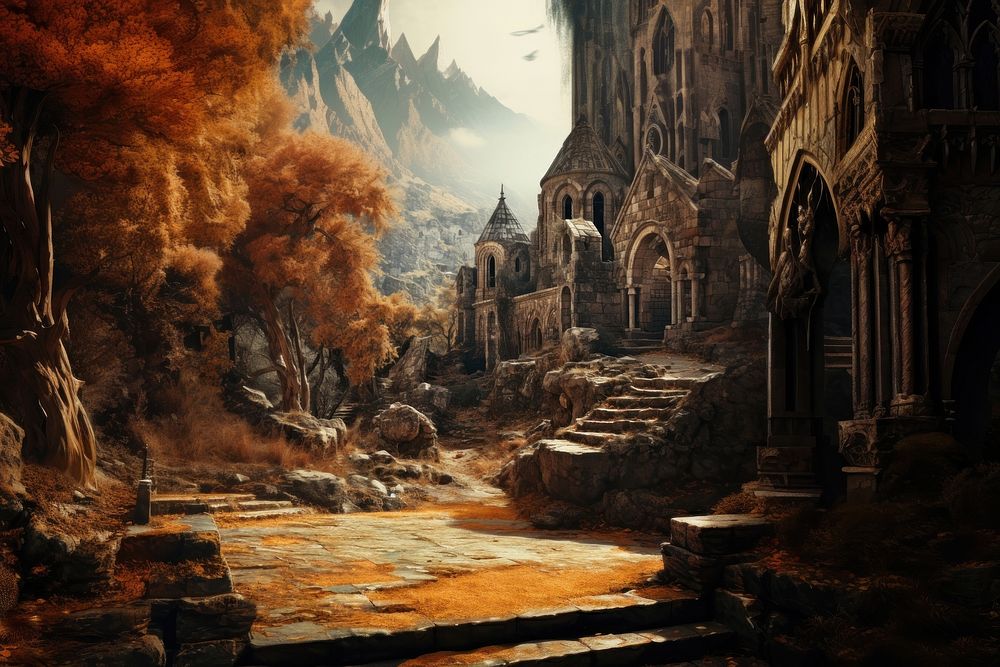 Medieval temple painting spirituality architecture. | Premium Photo ...